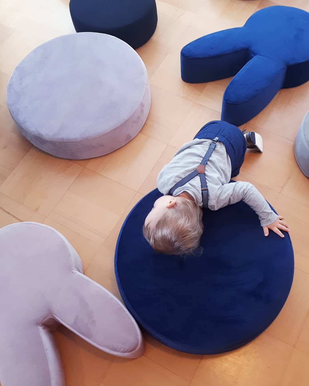 Fitness Pillow Navy Blue Pouf Round Velour Circle Big Velvet | Etsy