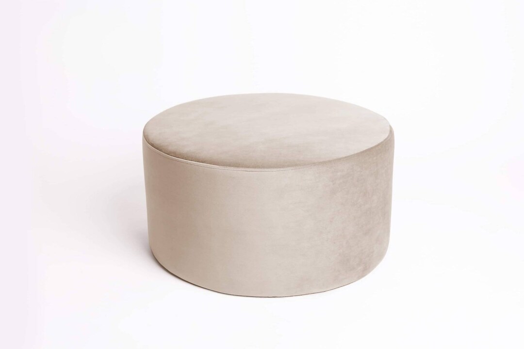 Velvet Pouf – Cream Velvet Ottoman, Beige Floor Cushion, Soft Footstool ...