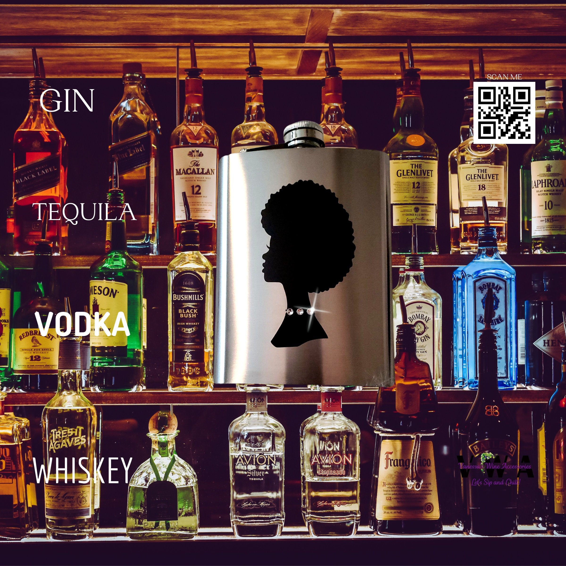 BLING AFRO WOMAN Flaskwife Giftskwanzaa Gift Afro Flask - Etsy