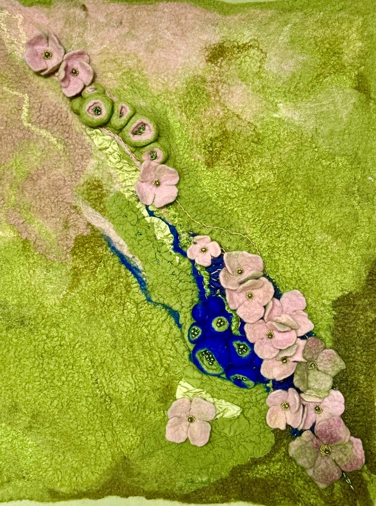 Felted Wool Picture With Flowers Art Felt Wall Decor 16x20” - Etsy