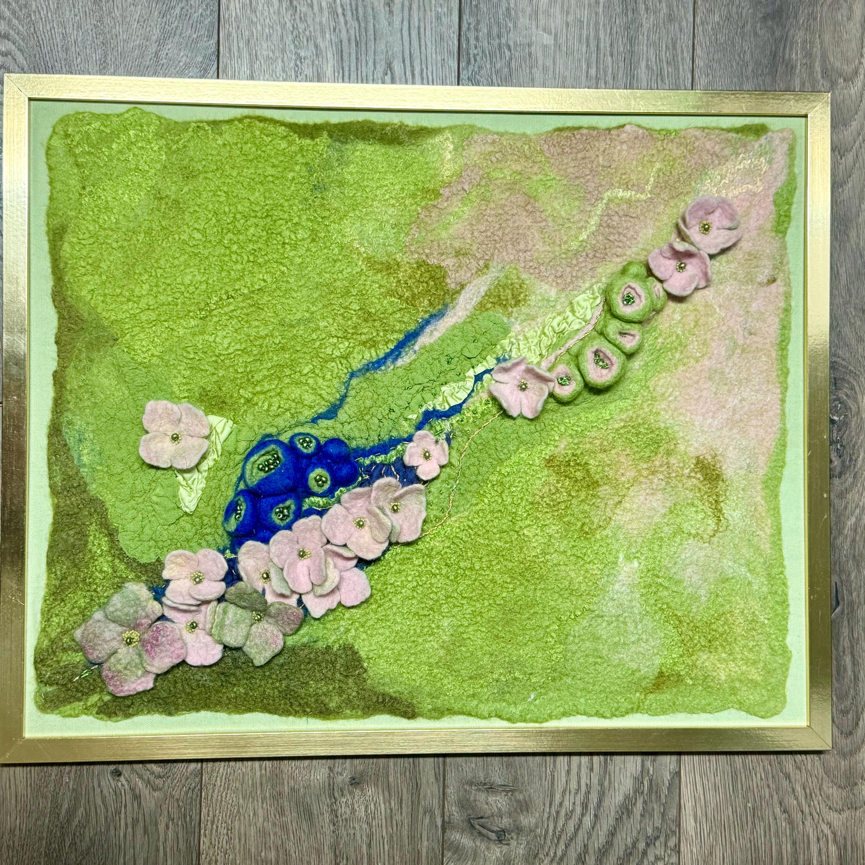 Felted Wool Picture With Flowers Art Felt Wall Decor 16x20” - Etsy