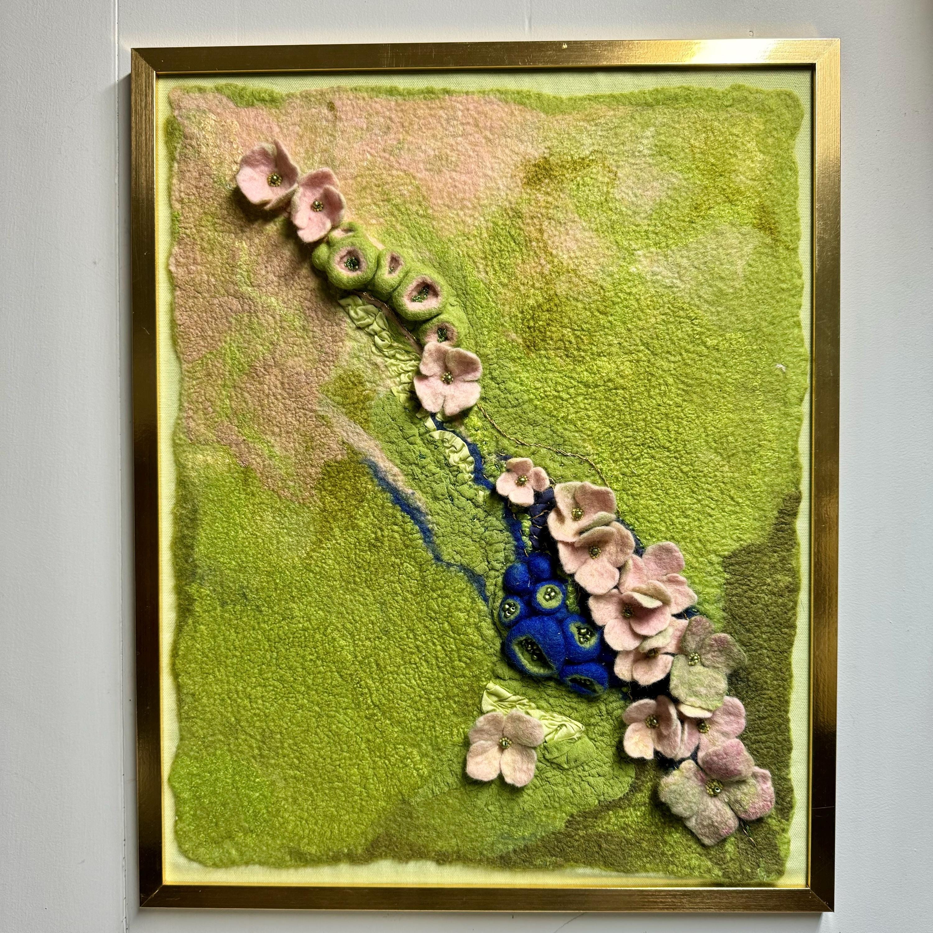 Felted Wool Picture With Flowers Art Felt Wall Decor 16x20” - Etsy