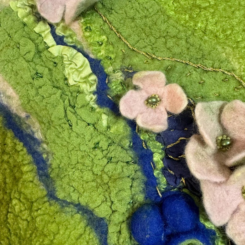 Felted Wool Picture With Flowers Art Felt Wall Decor 16x20” - Etsy