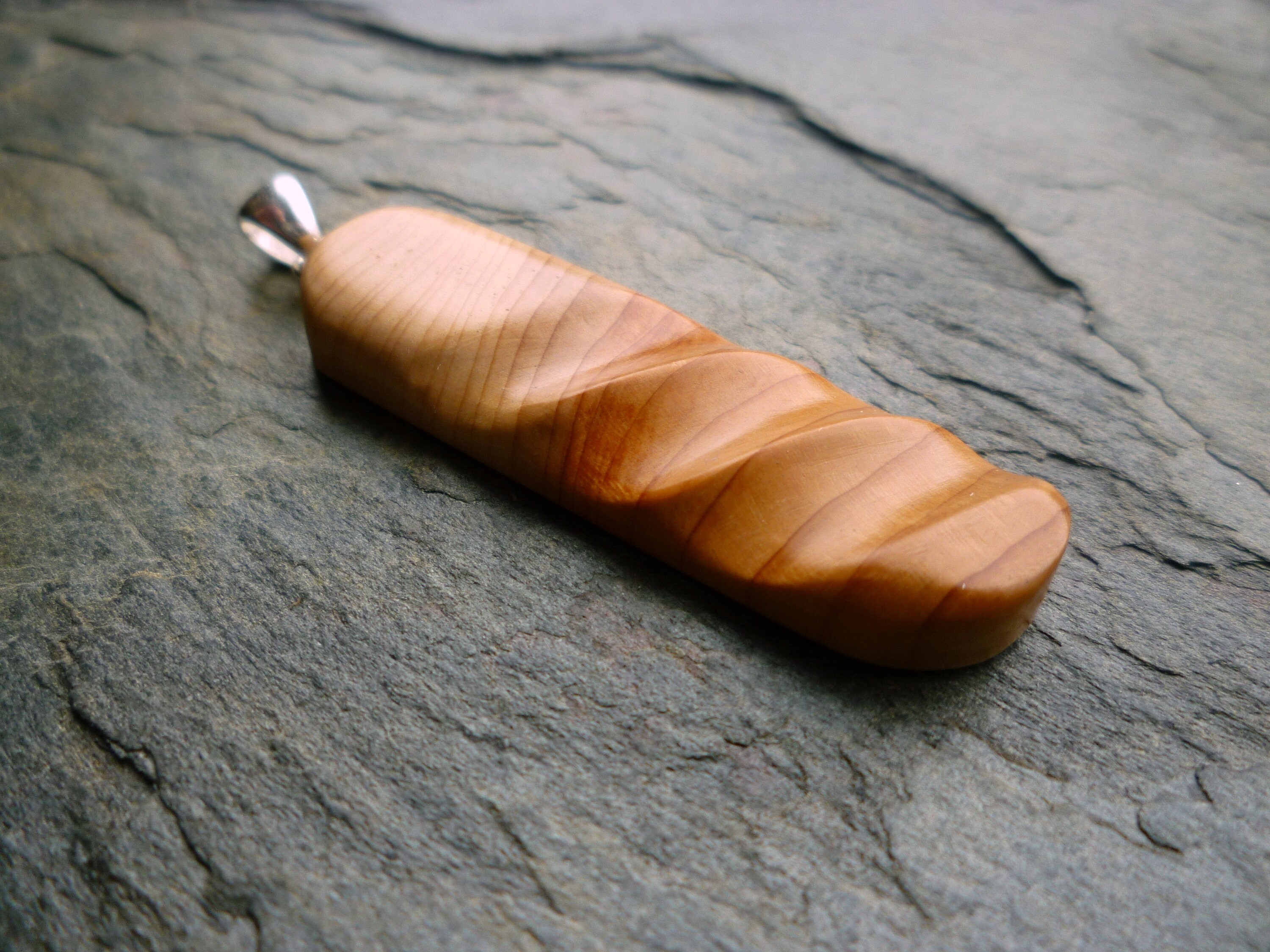 Carved Yew Wood Pendant, Silver Bail - Etsy UK