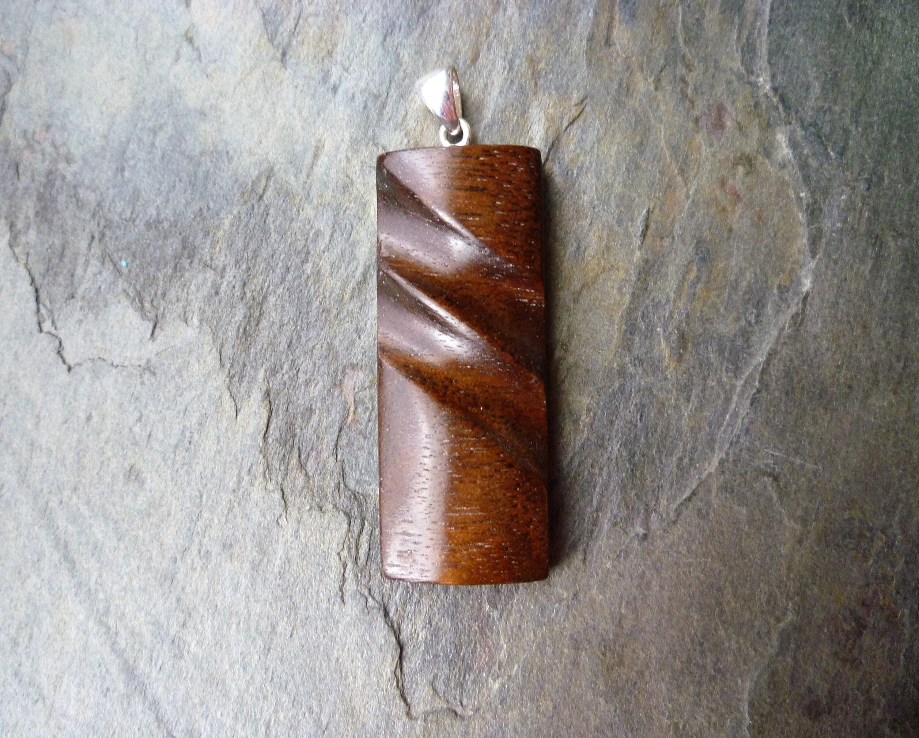 Carved Walnut Pendant, Wood Silver - Etsy