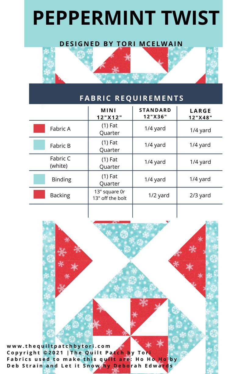 Peppermint Twist Table Runner PDF Quilt Pattern - Etsy