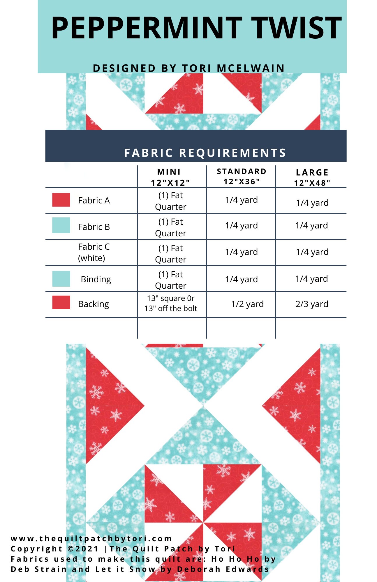 Peppermint Twist Table Runner PDF Quilt Pattern - Etsy