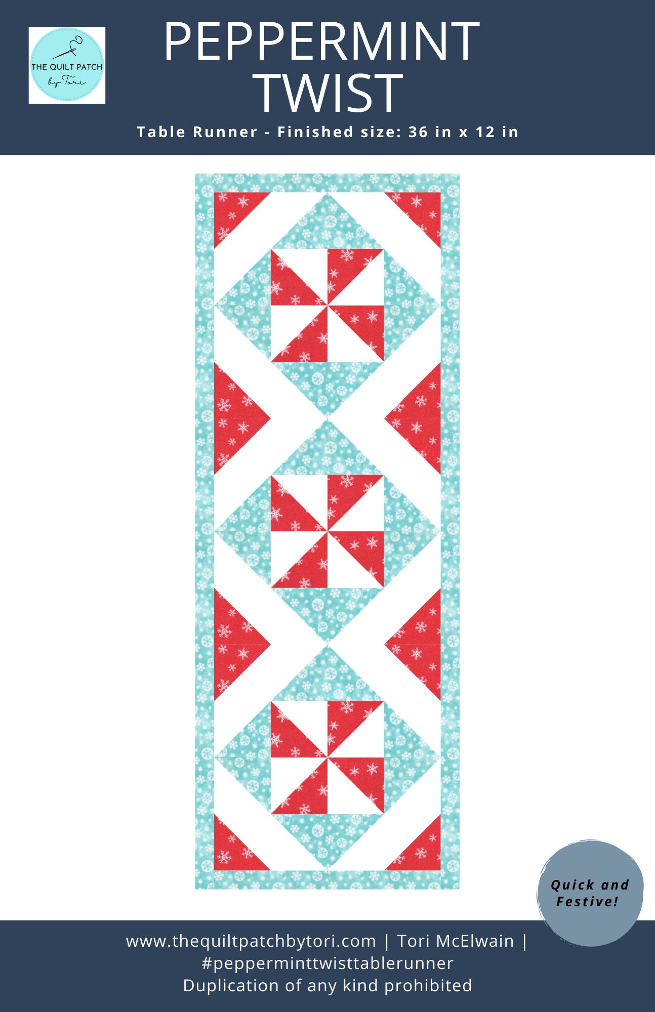 Peppermint Twist Table Runner PDF Quilt Pattern - Etsy
