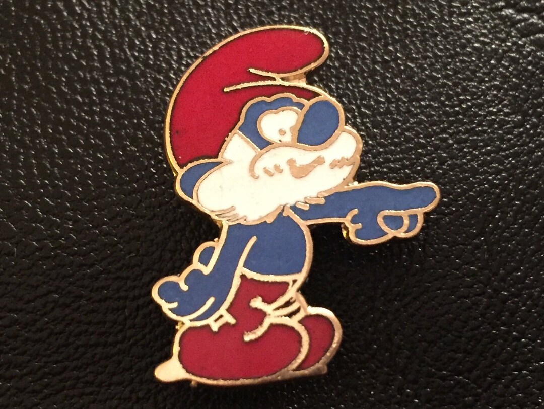 Papa Smurf Pointing Brooch Pin by Peyo ~ Vintage 1980 ~ Cloisonne ...