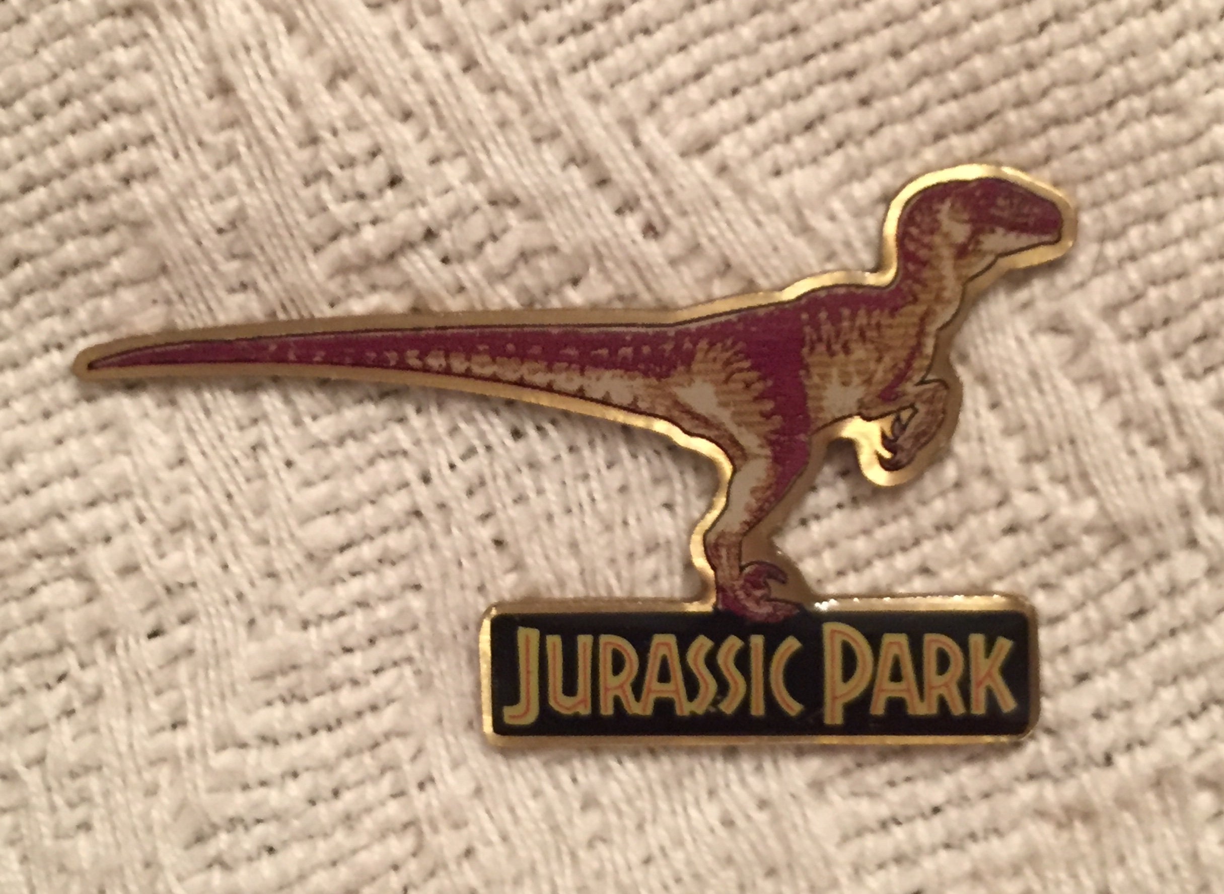Jurassic Park Vintage Lapel Pin Velociraptor Dinosaur - 1993 Original ...