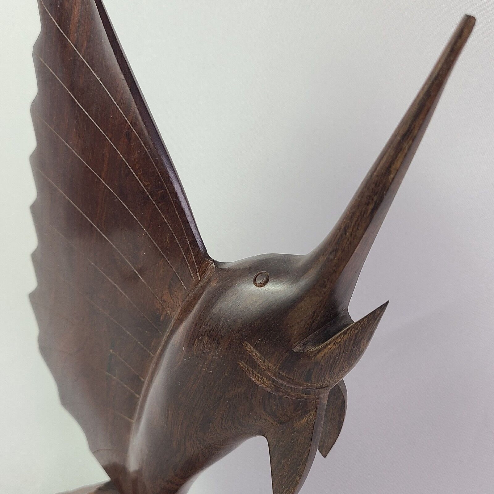 Hand Carved Ironwood Sailfish Marlin Statue Sculpture Dark Wood 12.75 ...