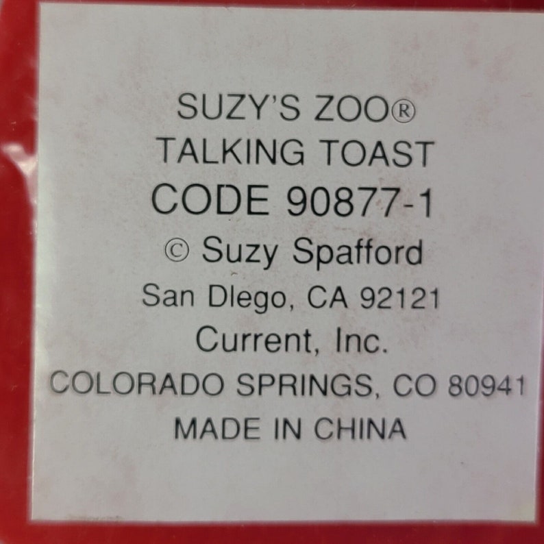 Vintage Talking Toast Stamp I Luv You Suzys Zoo NEW Sealed Kitchen ...