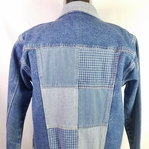 Bill Blass Jeans Denim Jacket Pattern Block Plaid Che… - Gem