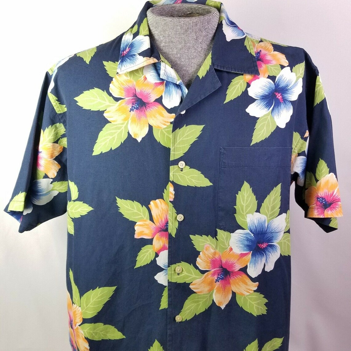 Nautica Hawaiian Shirt Aloha Friday Tropical Floral Mens Size XL Blue ...