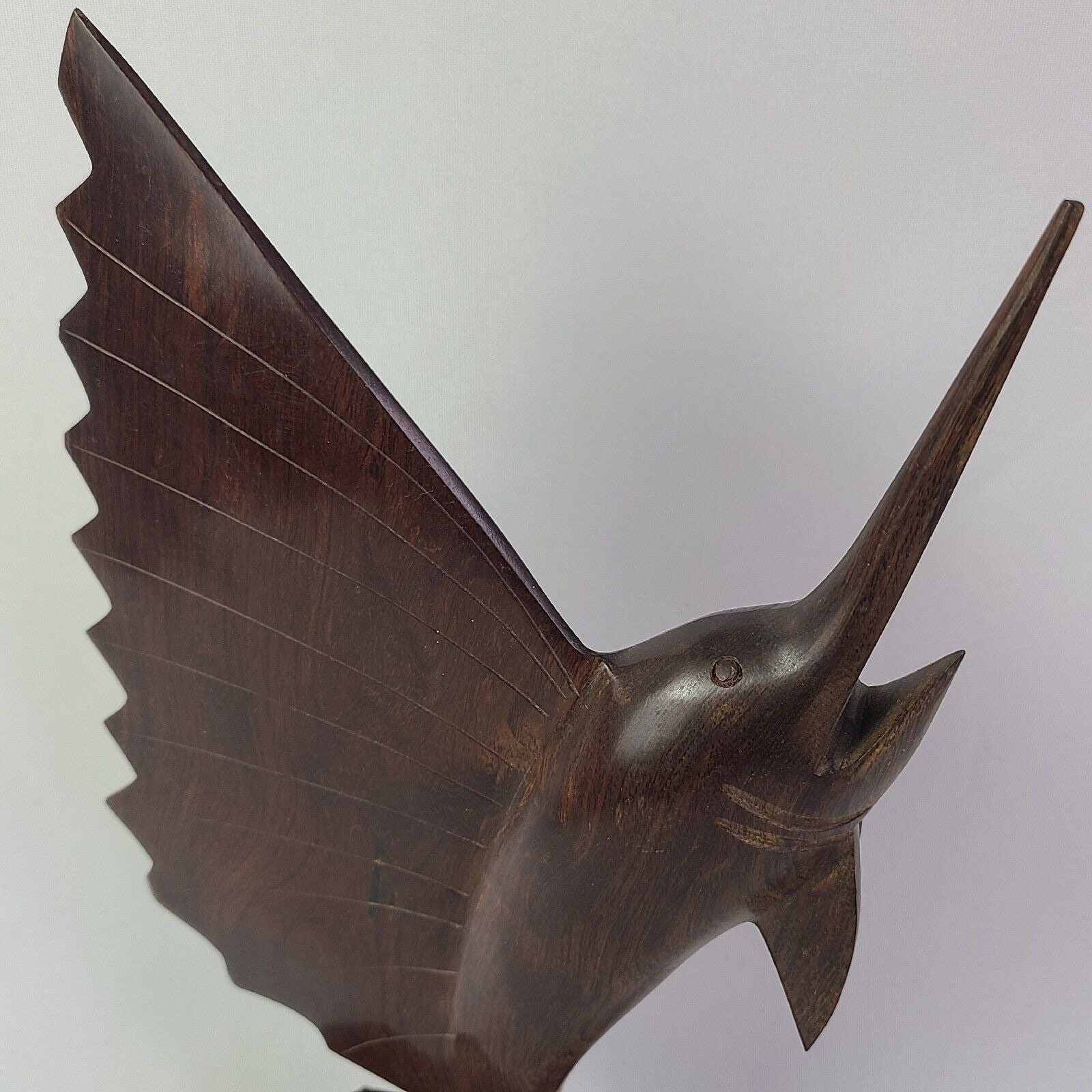 Hand Carved Ironwood Sailfish Marlin Statue Sculpture Dark Wood 12.75 ...