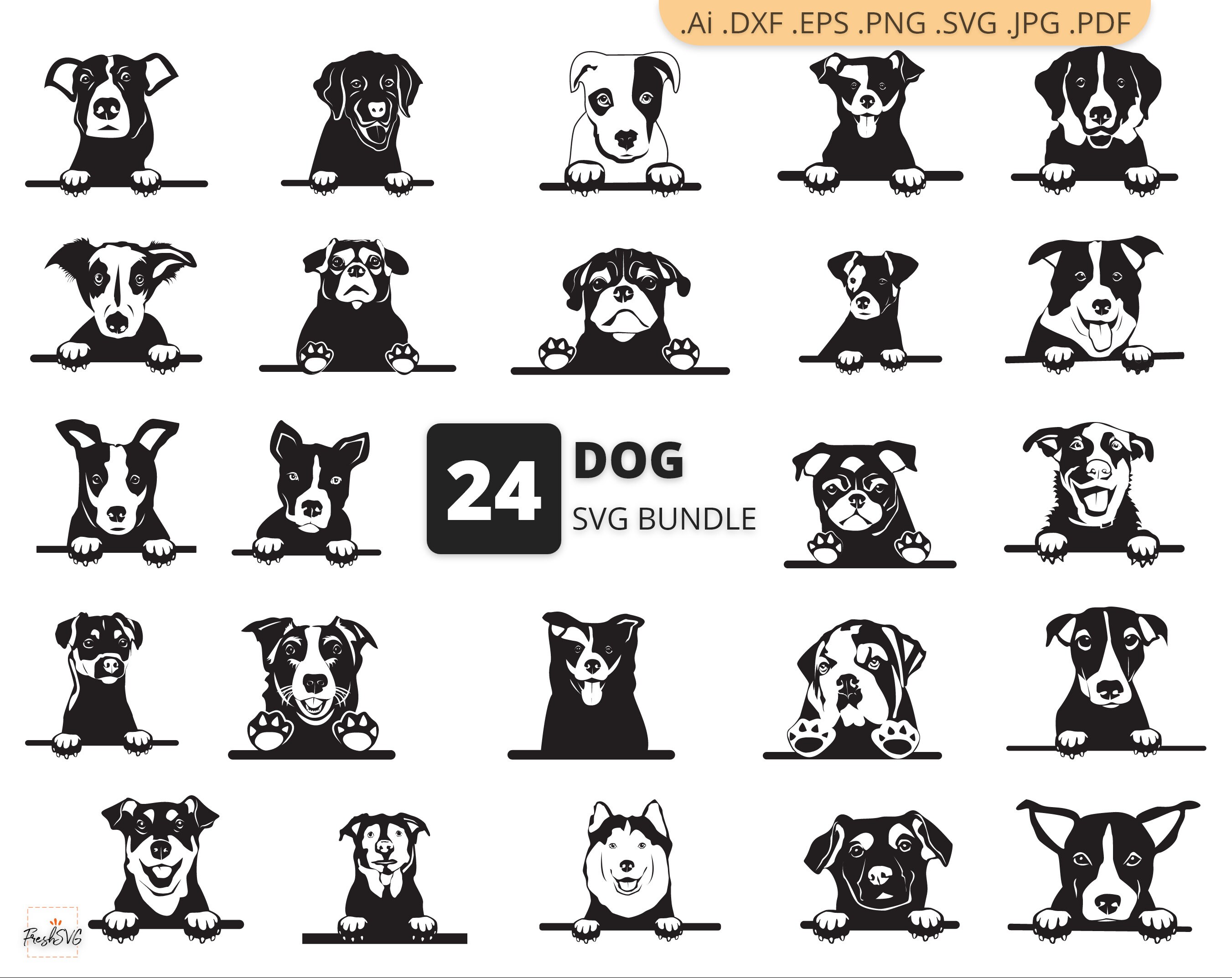 Dog Car Decals SVG, Dog Car Bundle SVG, Dog Decals Silhouette, Dog ...