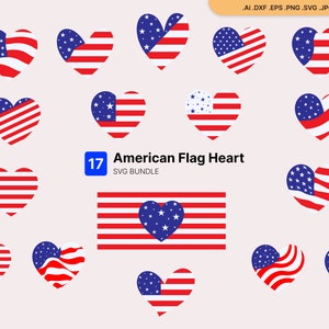 4th of July, American Flag Heart SVG, USA Flag Heart SVG Bundle ...