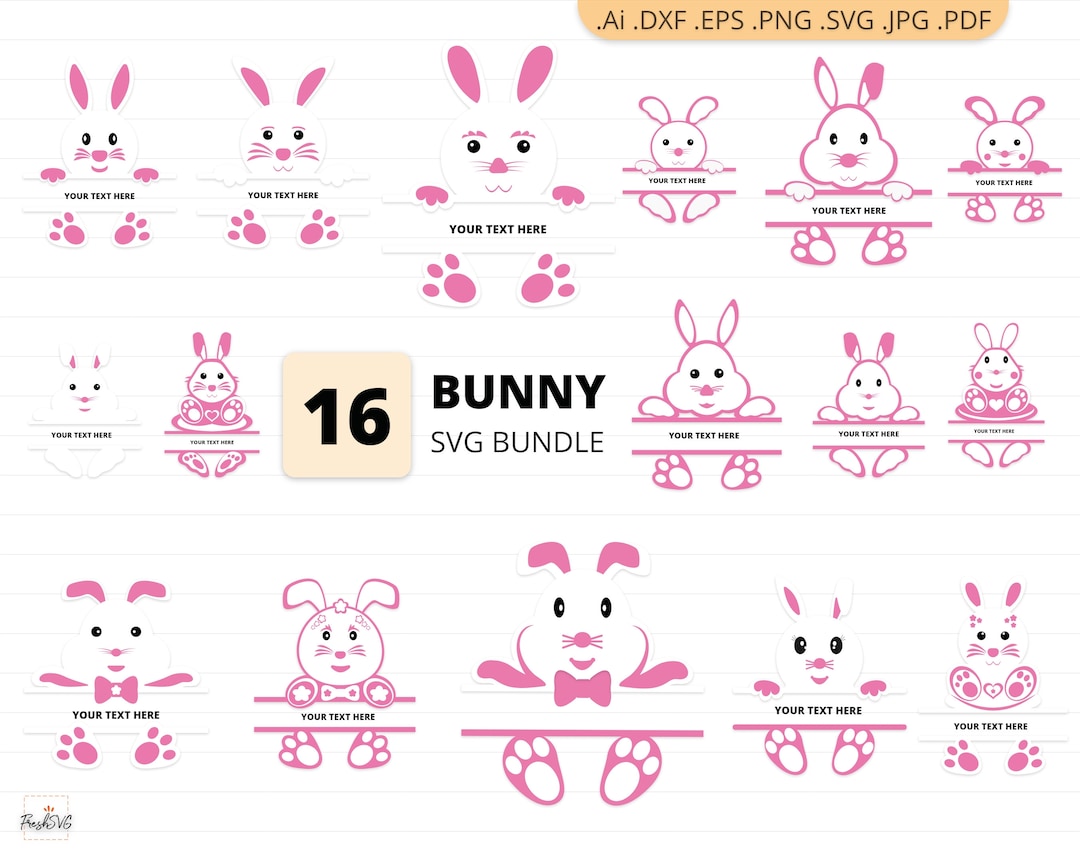 Bunny Split SVG, Bunny Split Bundle SVG, Bunny Split Silhouette, Bunny ...