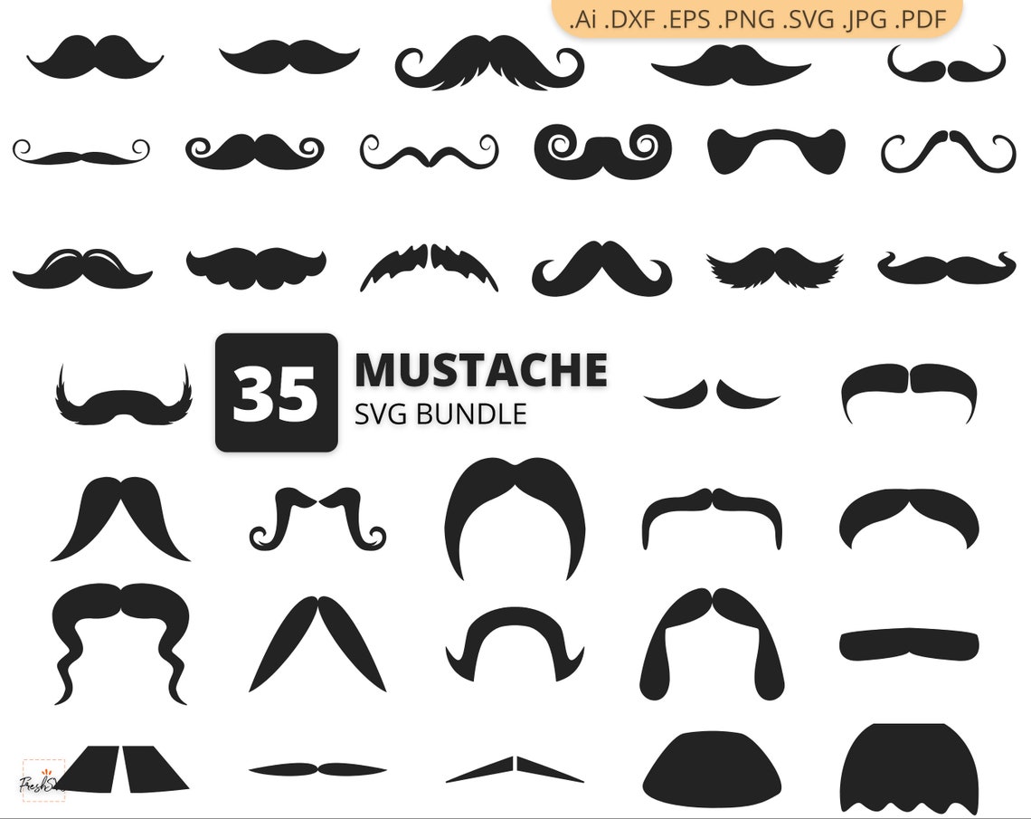 Mustache SVG Mustache Bundle SVG Mustache Silhouette - Etsy