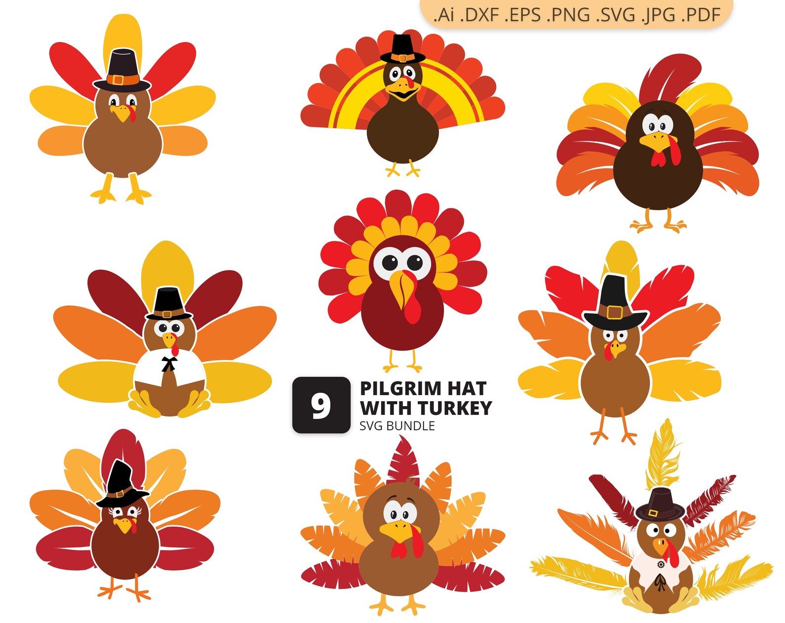 Pilgrim Hat Turkey SVG Turkey Svg Bundle Thanksgiving - Etsy Australia
