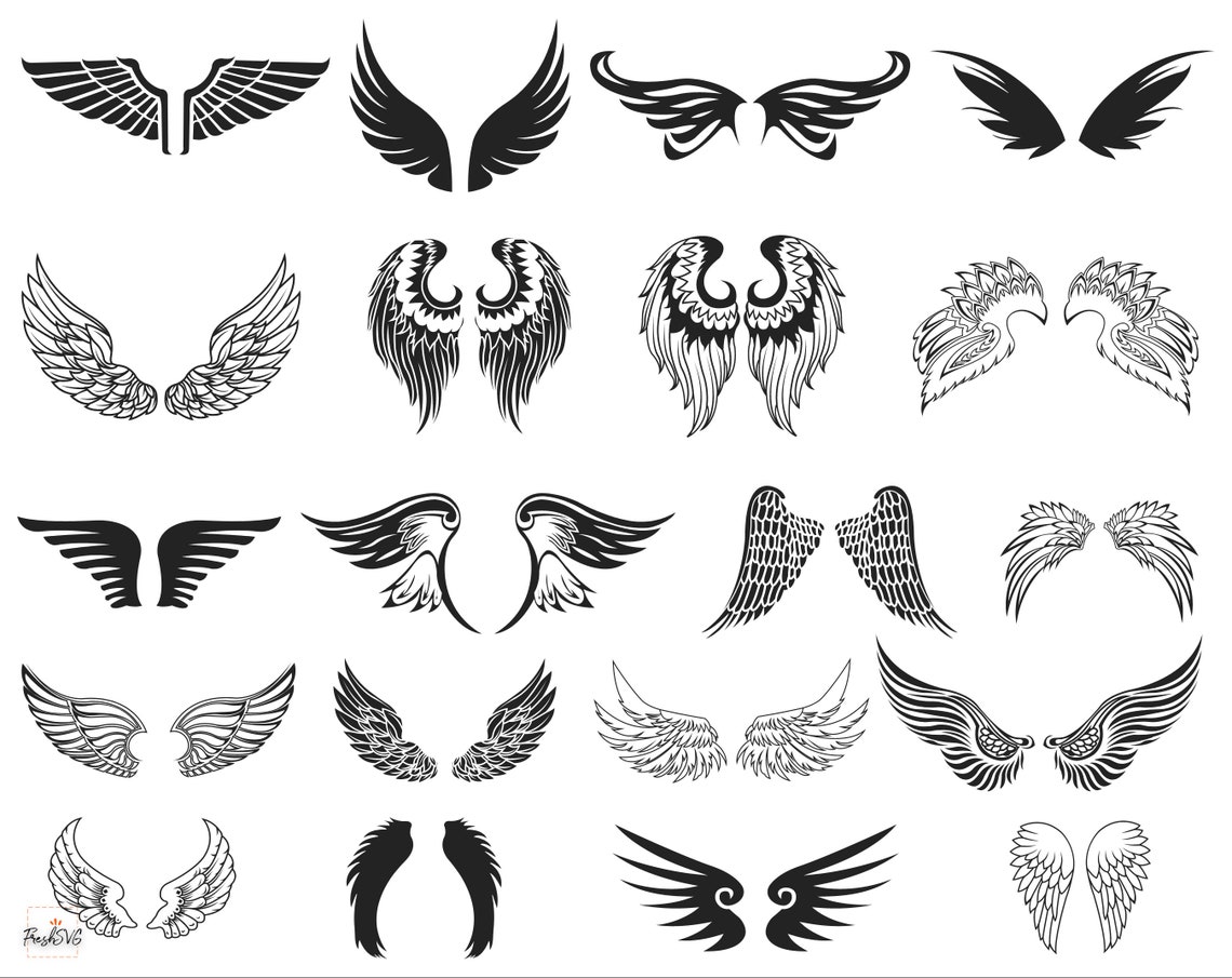 Wings SVG Wings Bundle SVG Wings Silhouette Wings Clipart | Etsy