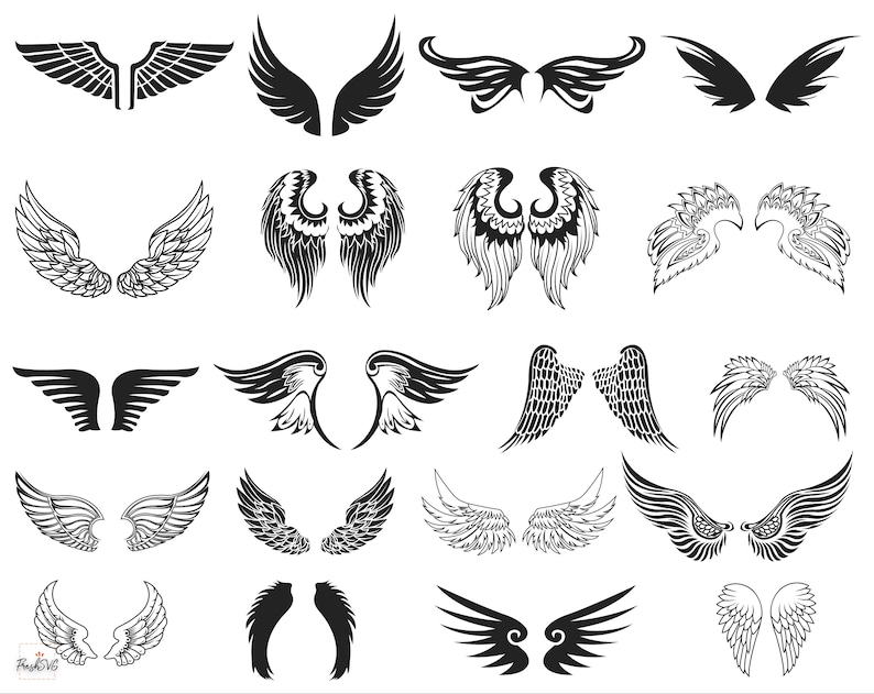 Wings SVG Wings Bundle SVG Wings Silhouette Wings Clipart | Etsy