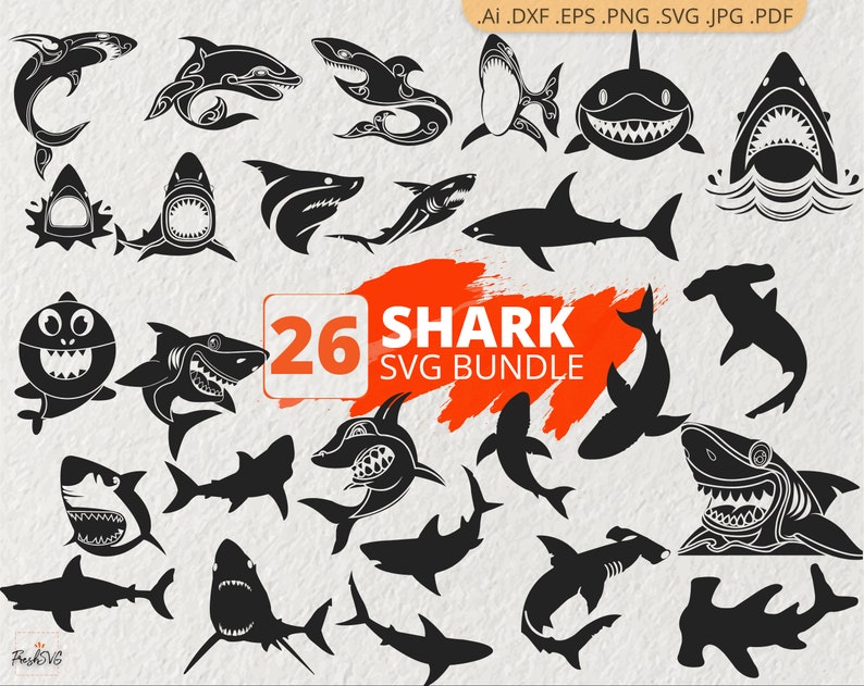 Shark Shark SVG Bundle Shark Cake Topper Shark Dxf Shark - Etsy
