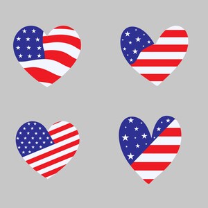 4th of July, American Flag Heart SVG, USA Flag Heart SVG Bundle ...