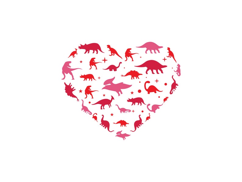 Dinosaur Heart SVG Dinosaur Heart SVG Bundle Valentine Heart - Etsy