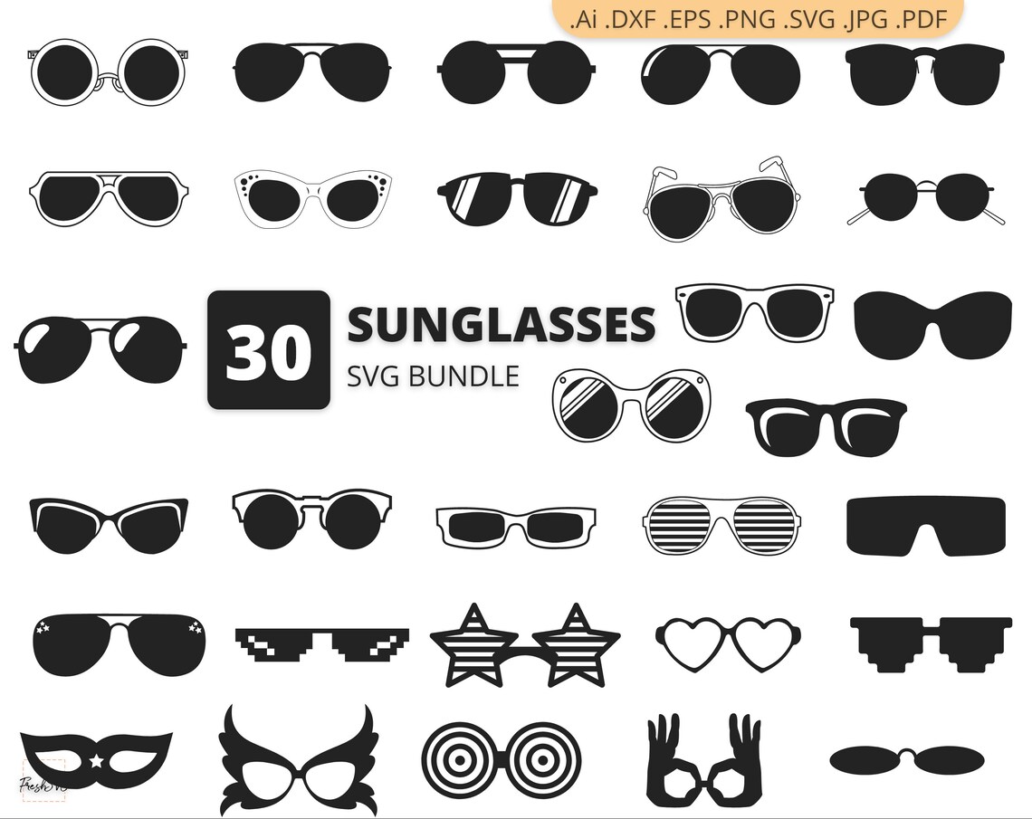 Sunglasses SVG Sunglasses Bundle SVG Sunglasses Silhouette | Etsy
