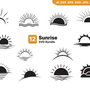 Sunrise SVG, Sunrise SVG Bundle, Silhouette, Clipart, Digital File ...