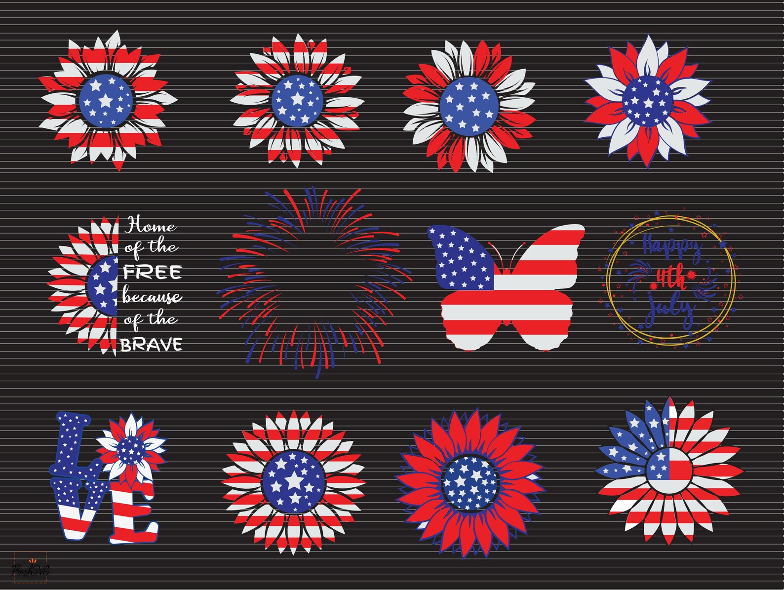 4th of July SVG 4th of July SVG Bundle 4th of July Circle - Etsy
