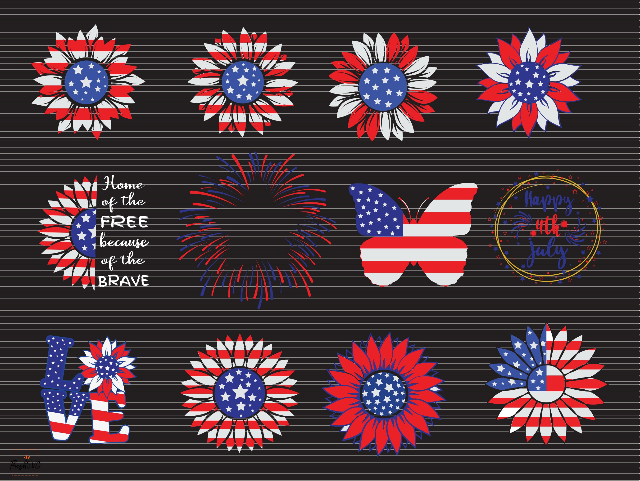 4th of July SVG 4th of July SVG Bundle 4th of July Circle - Etsy