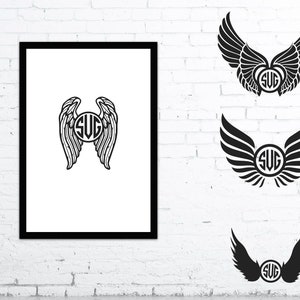 Wings Monogram SVG, Wings Monogram Bundle SVG, Wings Monogram ...