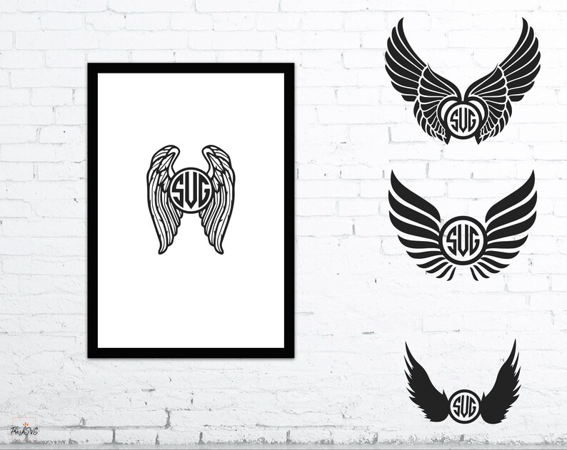 Wings Monogram SVG Wings Monogram Bundle SVG Wings Monogram - Etsy ...