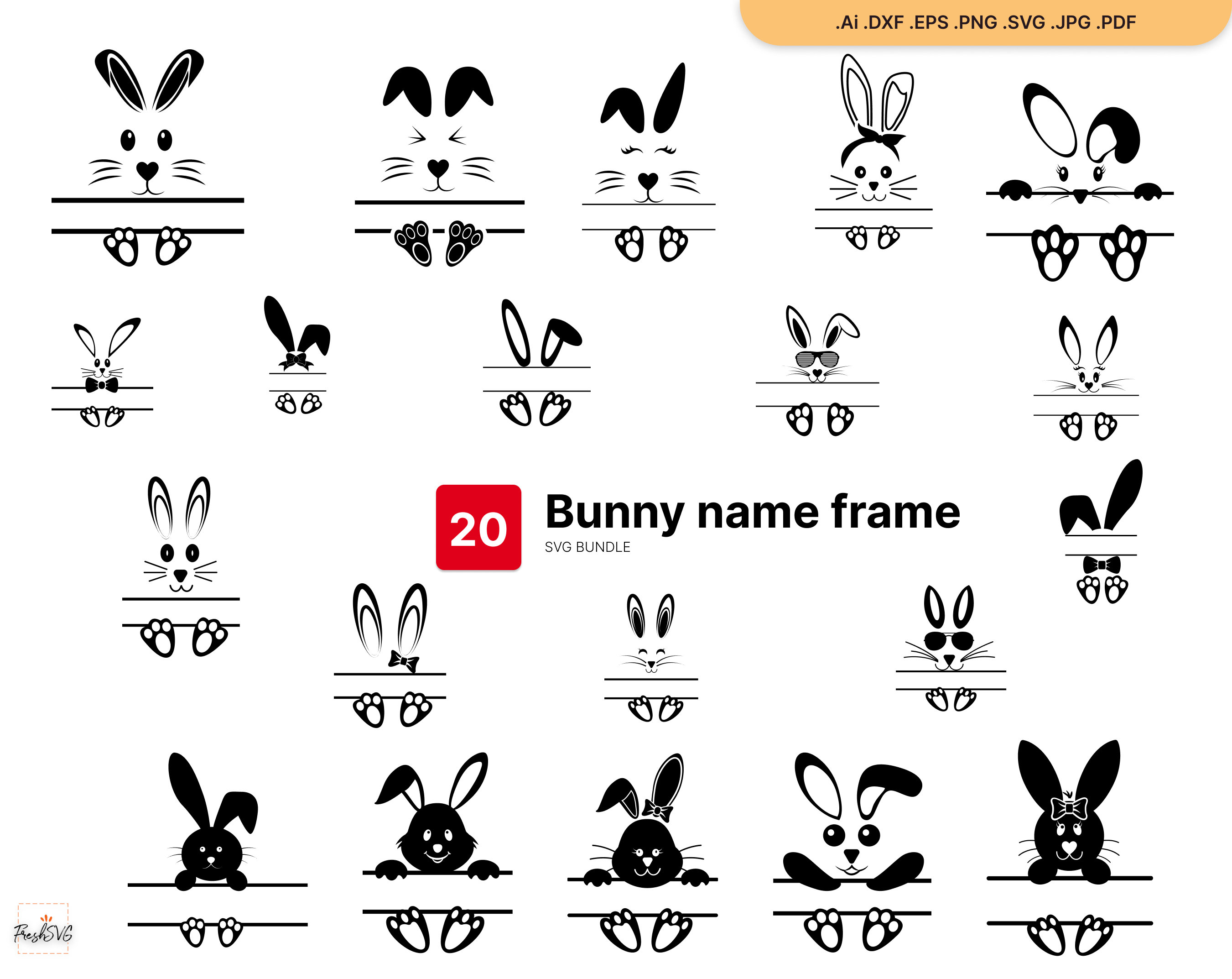 Bunny Name Frame SVG Bunny Name Frame Bundle SVG Bunny Name - Etsy