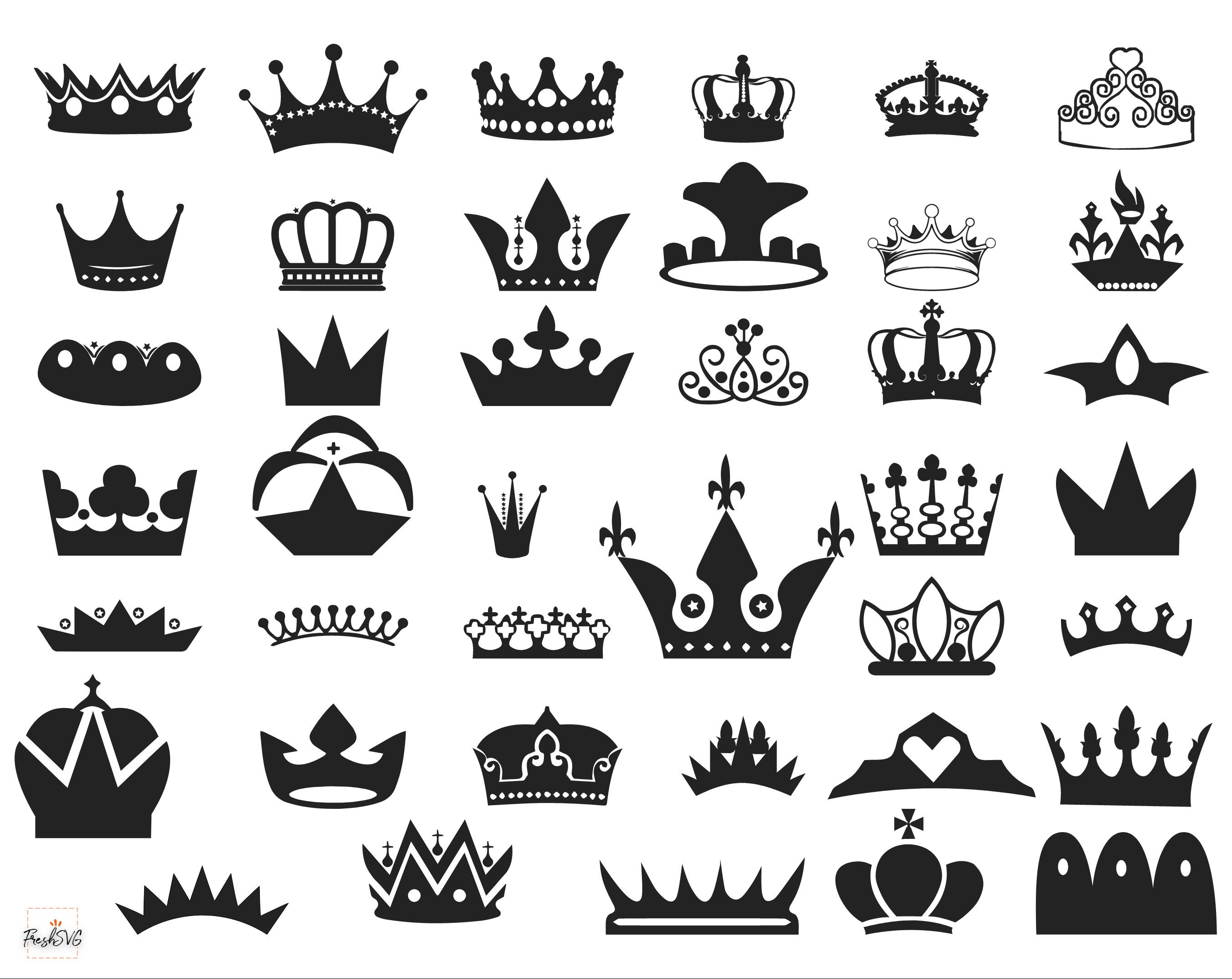 Crown SVG Crown Bundle SVG Crown Silhouette Crown Clipart - Etsy