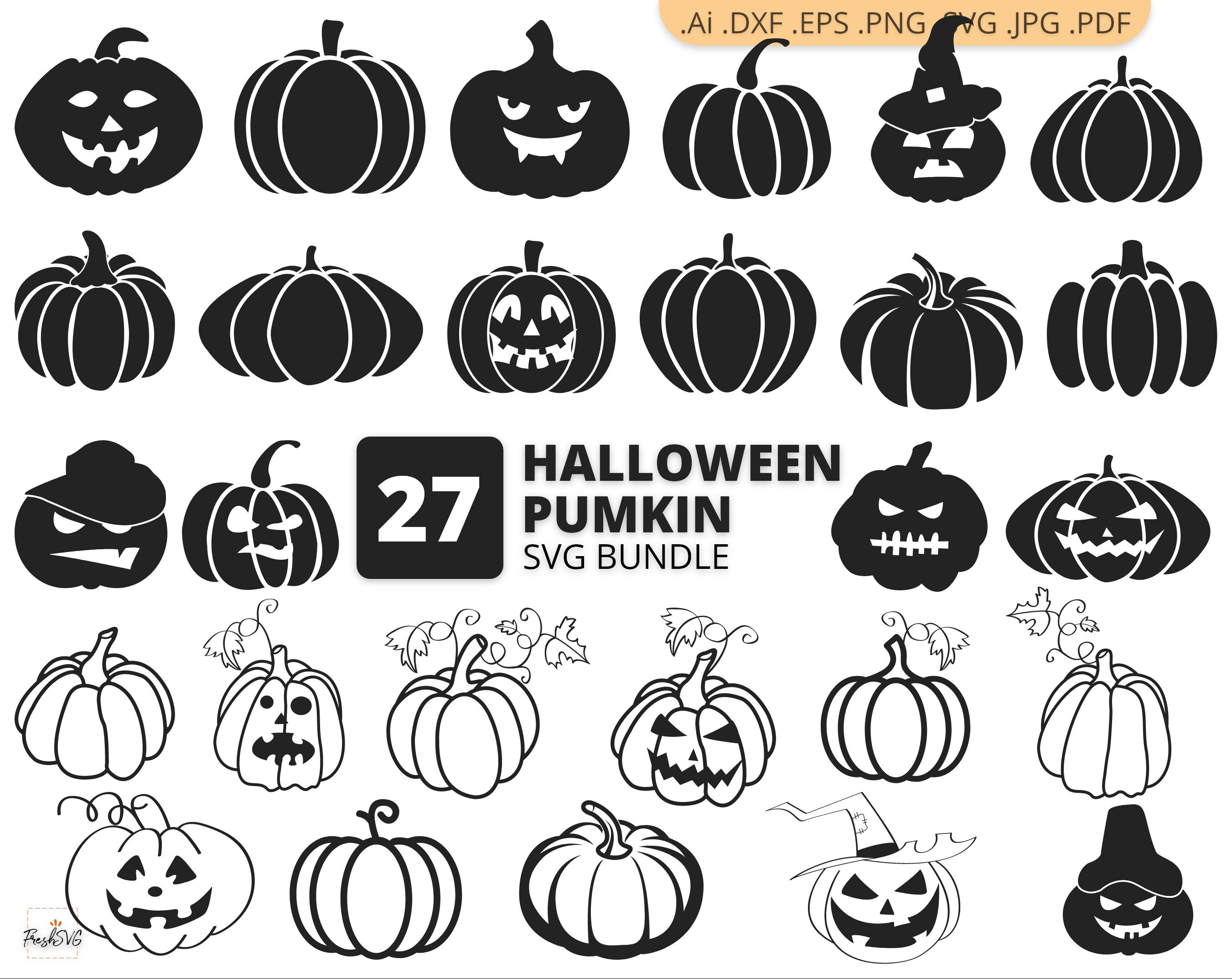 Halloween Pumpkin SVG Halloween Pumpkin Bundle SVG Halloween - Etsy