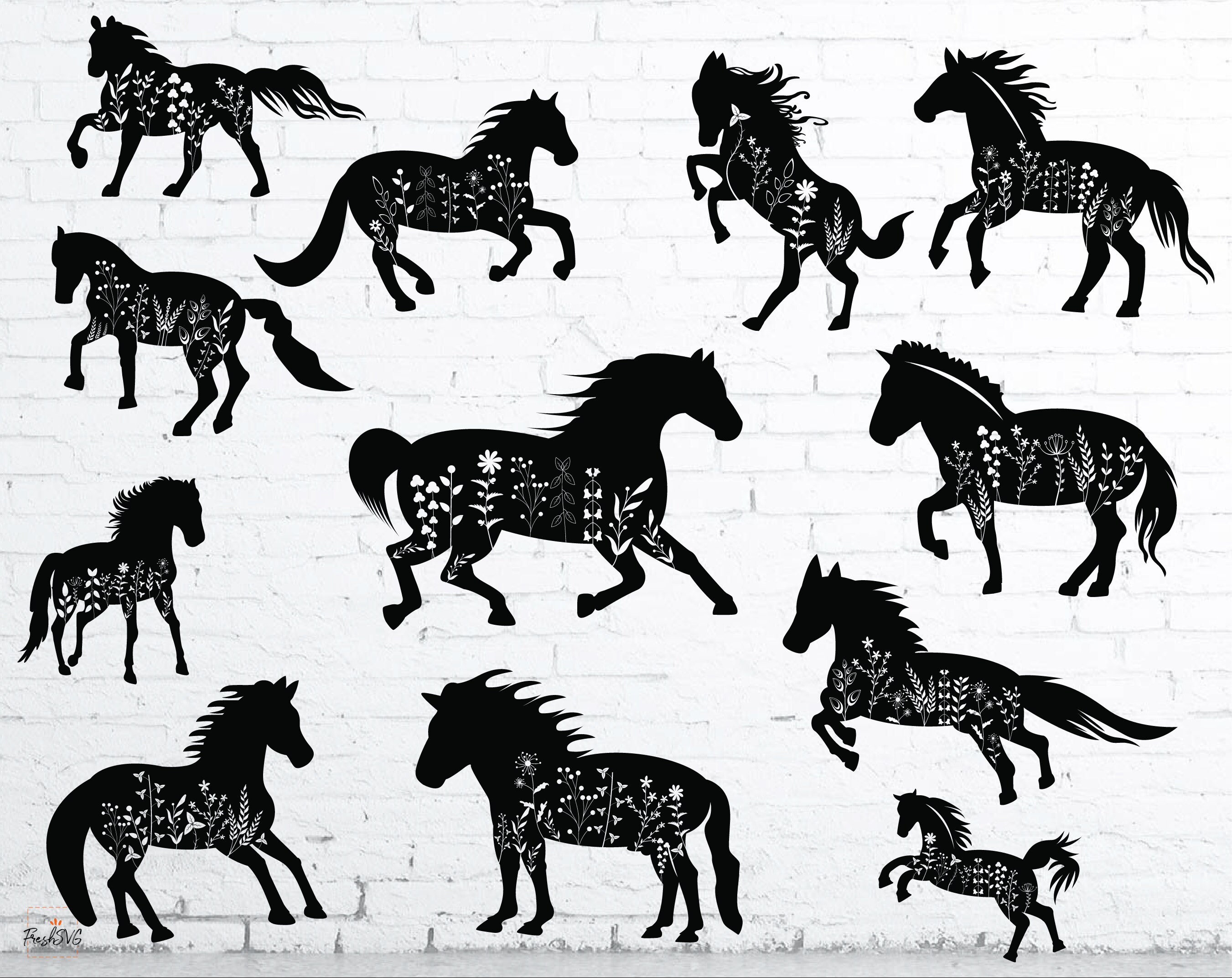 Floral Horse SVG Floral Horse Bundle SVG Floral Horse - Etsy