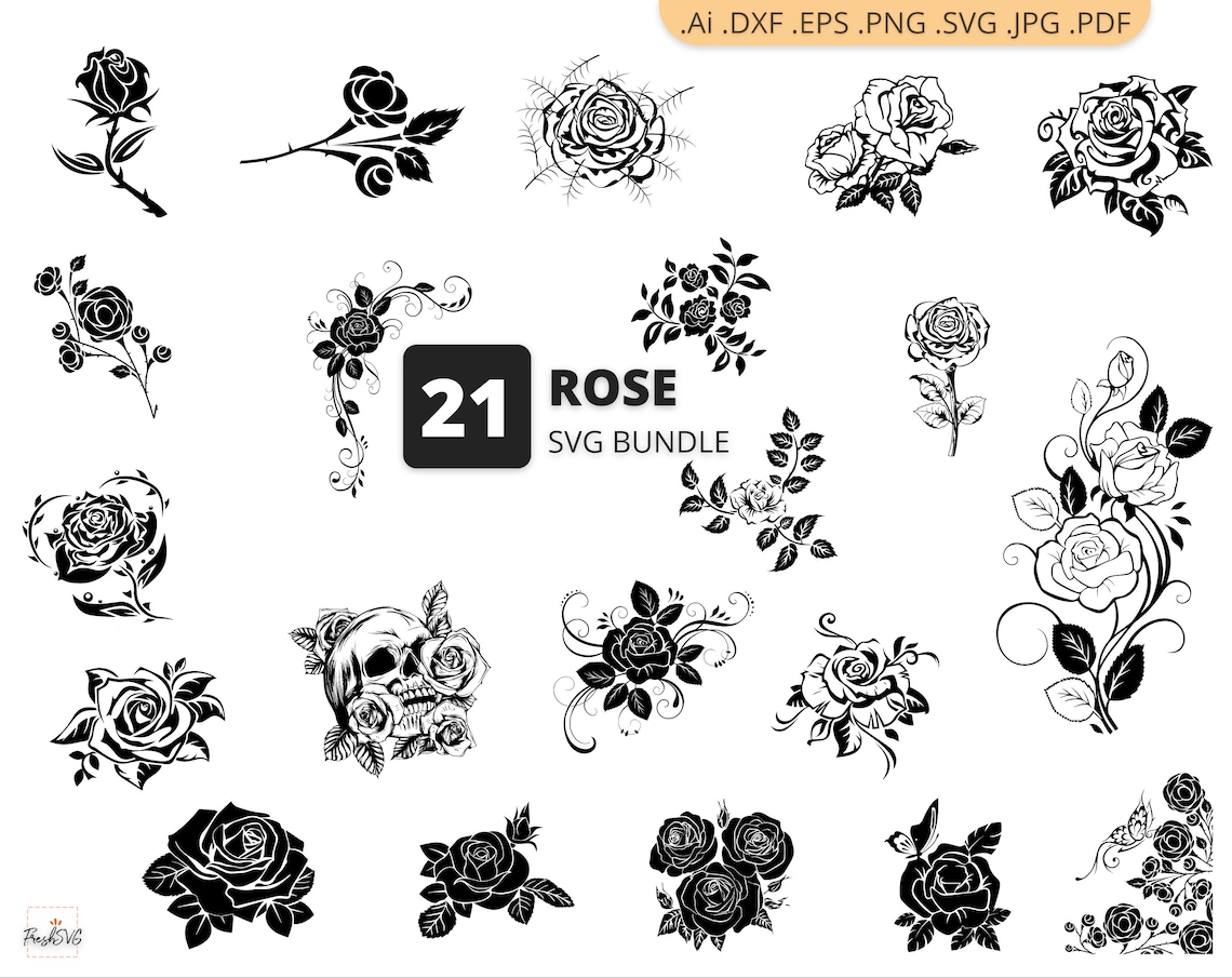 Rose SVG Rose Bundle SVG Flower Svg Rose Silhouette Rose - Etsy Canada