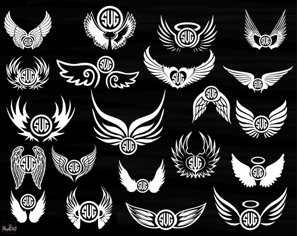 Wings Monogram SVG Wings Monogram Bundle SVG Wings Monogram - Etsy