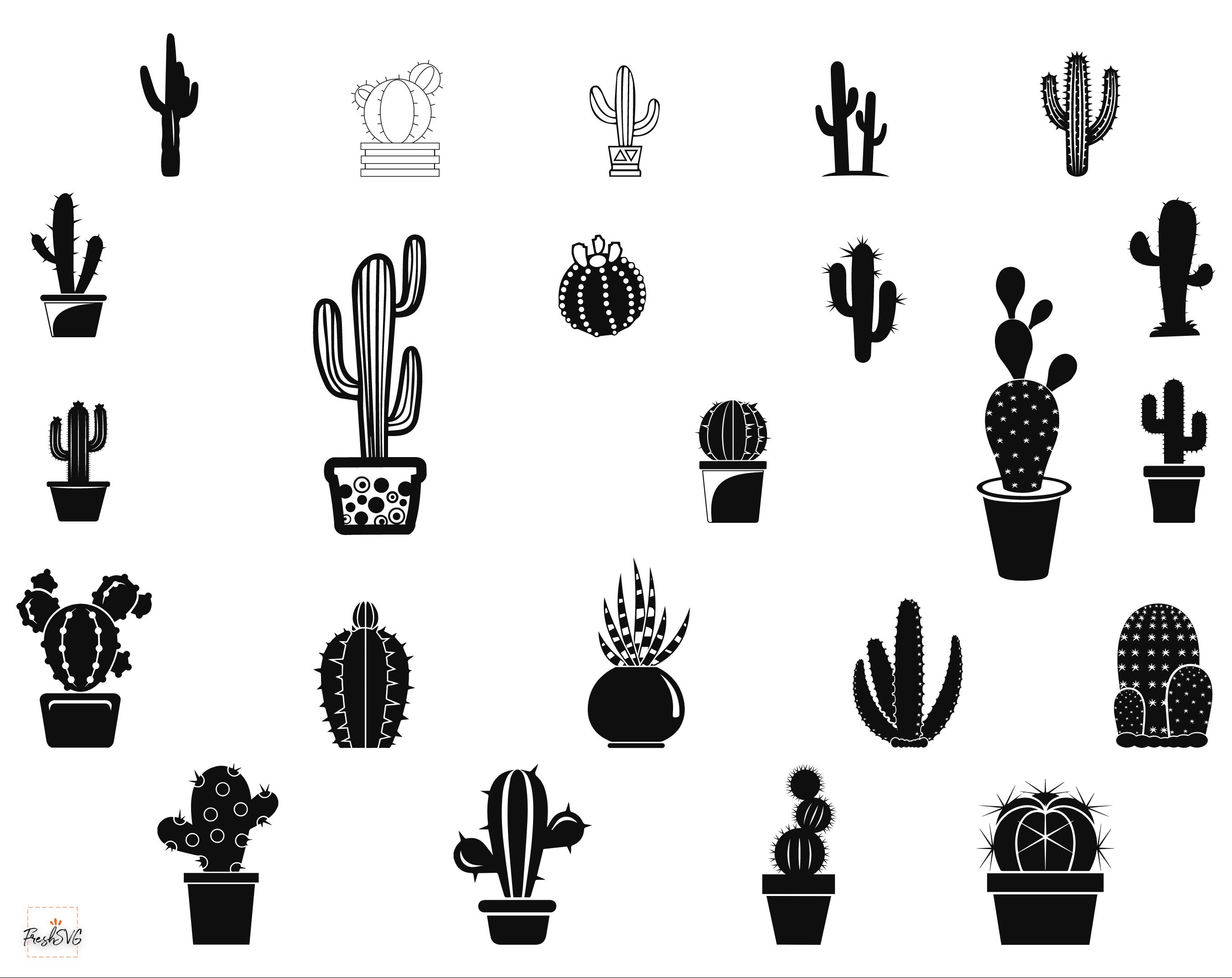 Cactus SVG Cactus Bundle SVG Cactus Silhouette Cactus | Etsy
