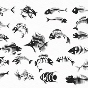 Fish Skeleton SVG, Fish Skeleton Bundle SVG, Fish Skeleton Silhouette ...