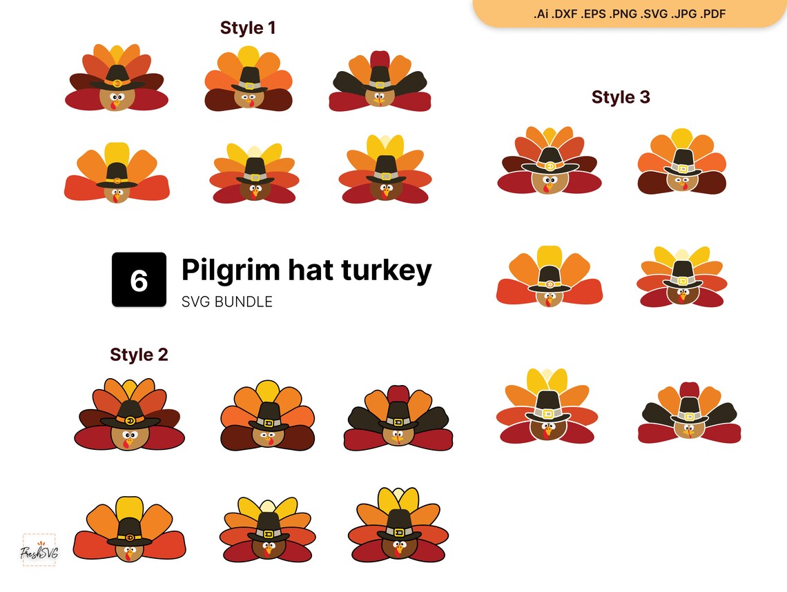 Thanksgiving SVG Pilgrim Hat Turkey SVG Thanksgiving Clipart - Etsy