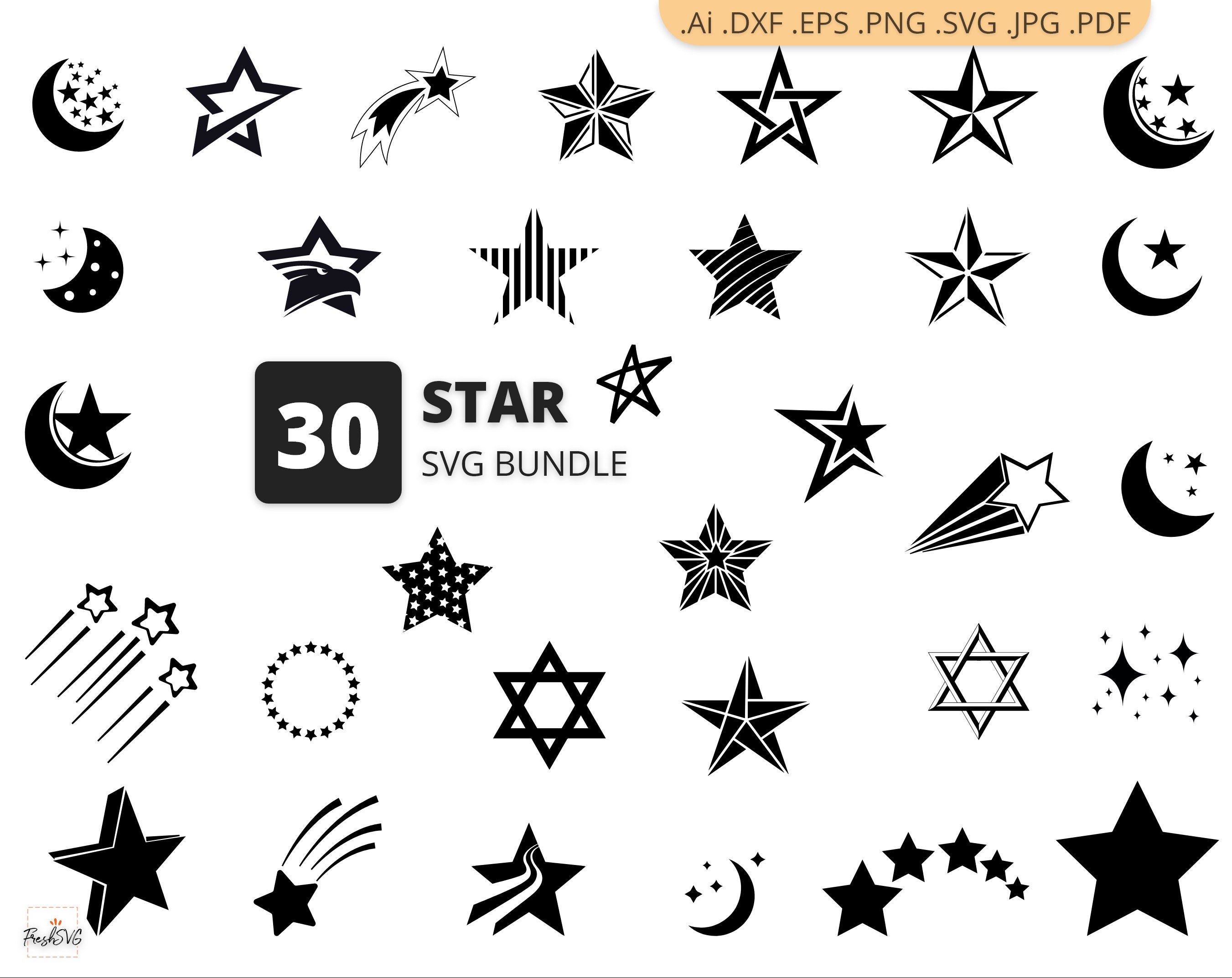 Stars SVG Stars Bundle SVG Stars Silhouette Stars Clipart | Etsy