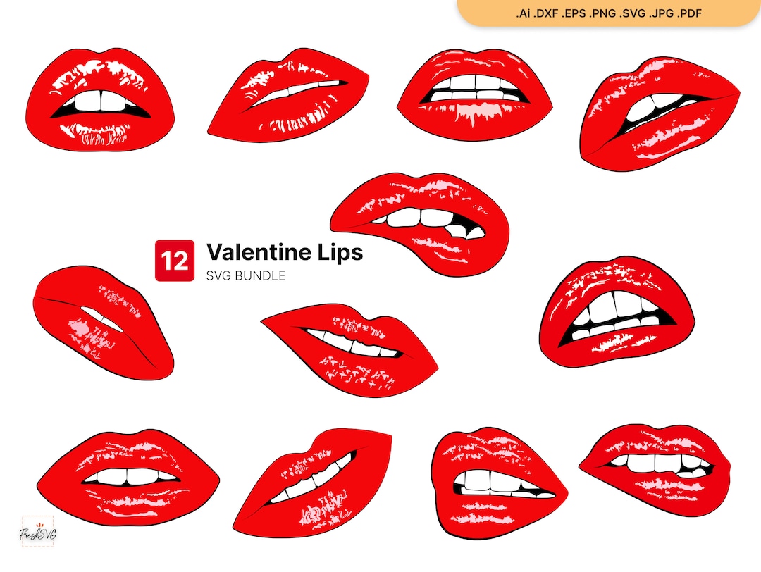 Valentine Lips SVG, Lips Svg, Valentine Lips Bundle SVG, Valentine Lips ...