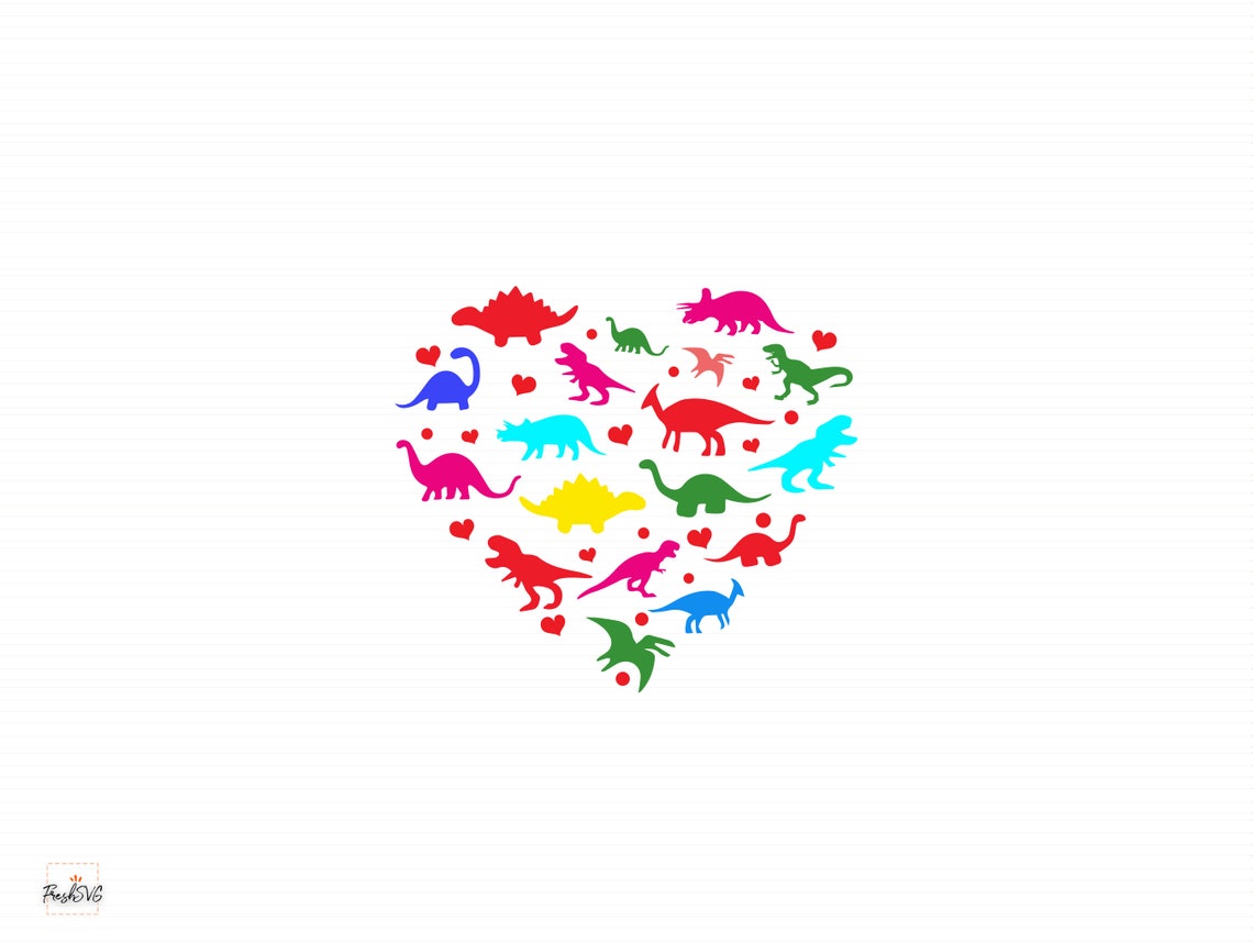 Dinosaur Heart SVG Dinosaur Heart SVG Bundle Valentine Heart - Etsy