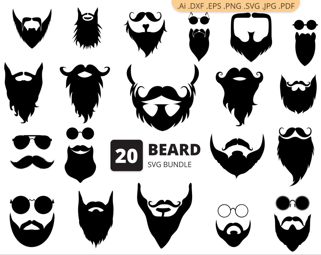 Beard SVG, Beard Bundle SVG, Beard Silhouette, Beard Clipart, Digital ...