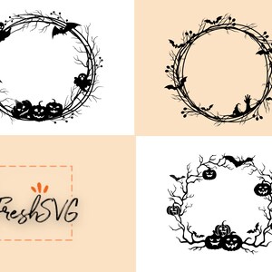 Halloween Wreath SVG, Halloween SVG Bundle, Silhouette, Clipart ...