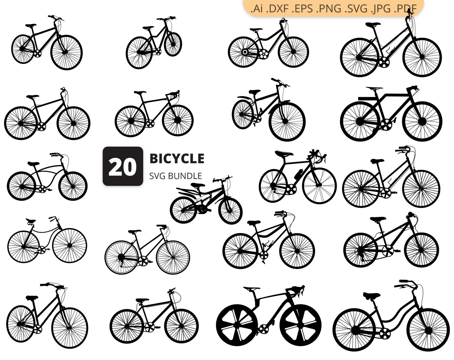 Bicycle SVG, Bicycle Bundle SVG, Cycling Svg, Bicycle Silhouette ...